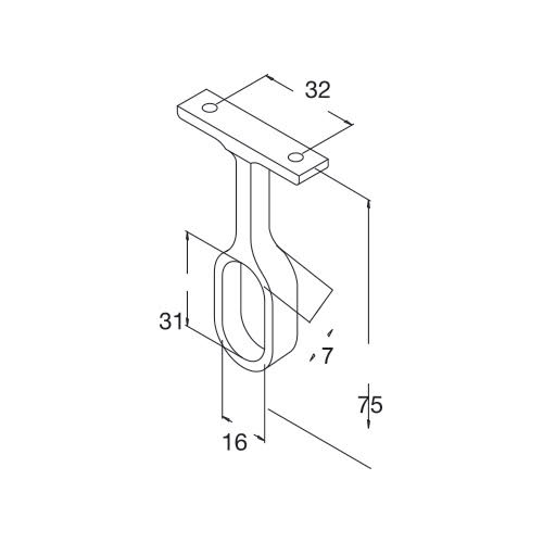 White Wardrobe Rail Mid Support, Oval Mid Rail Support 30 x 15