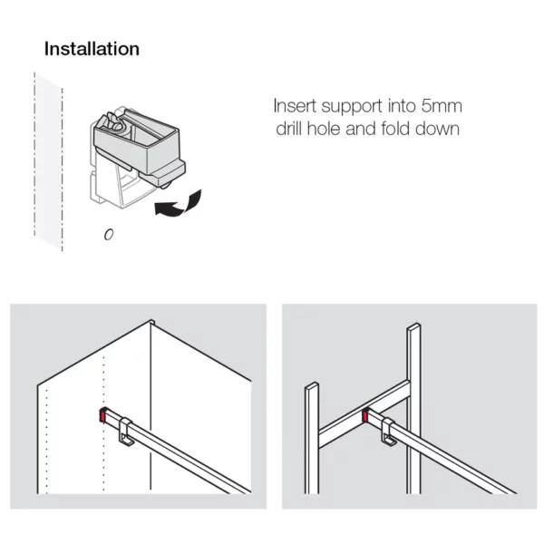 Hafele Wardrobe Rail end Support, Zinc Alloy