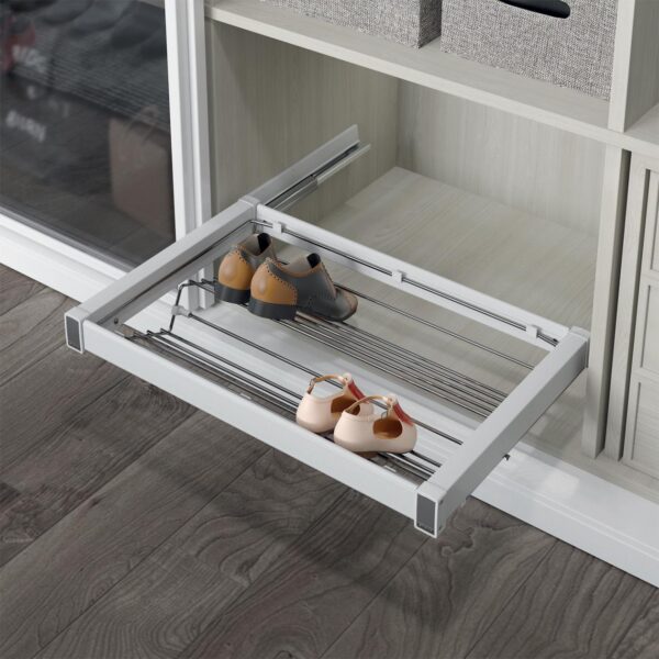 Pull-Out Shoe Drawer 600mm, Aluminium frame, Steel Rack